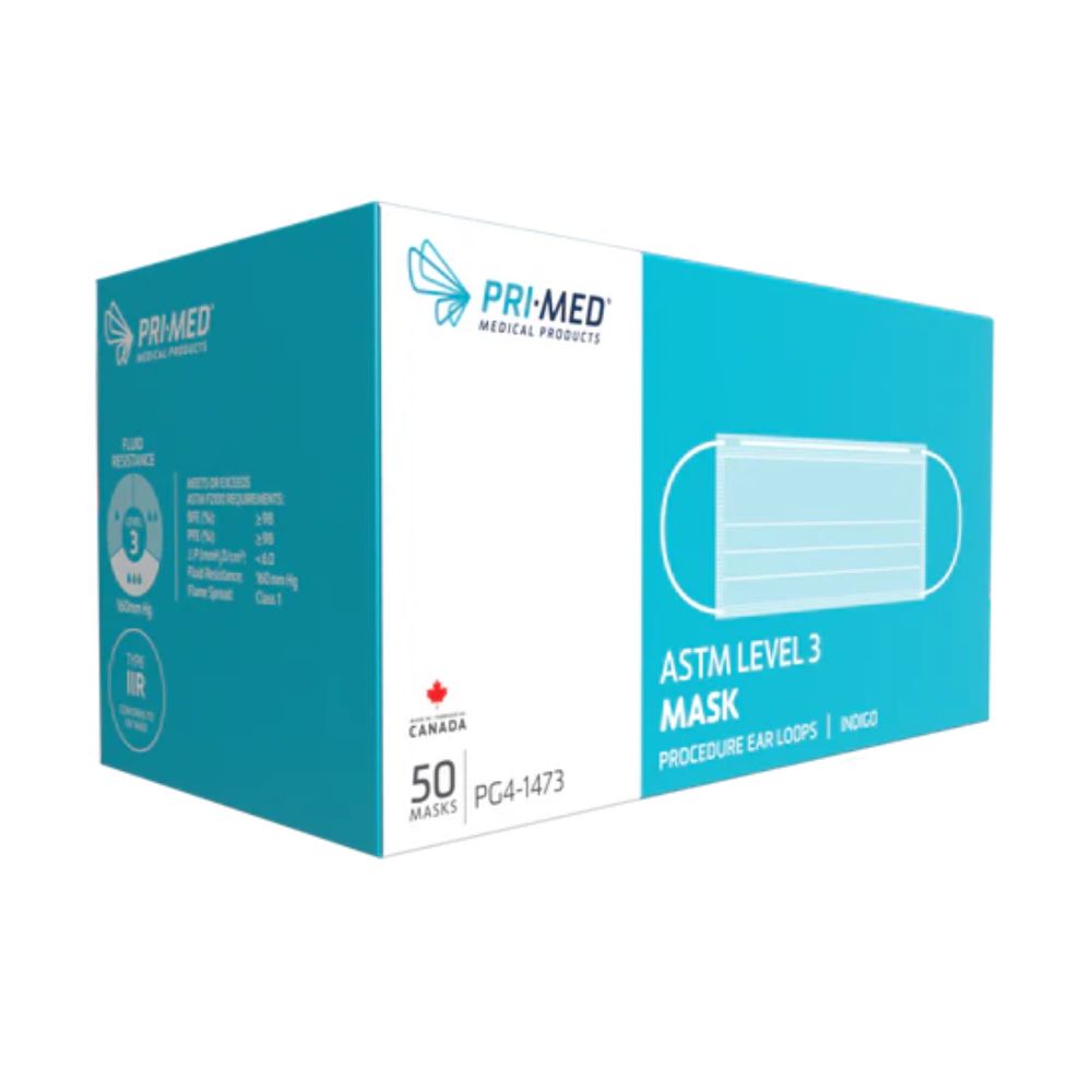 PRIMED® ASTM Level 3 Procedure Mask, Ear Loop, Blue - Made in Canada ...
