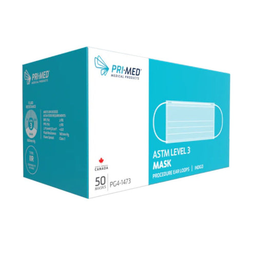 PRIMED® ASTM Level 3 Procedure Mask, Ear Loop, Blue - Made in Canada ...