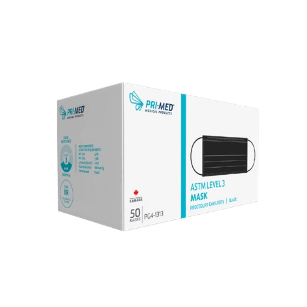 PRIMED® ASTM Level 3 Masks, Black (Box of 50) – Safe Care Store Canada