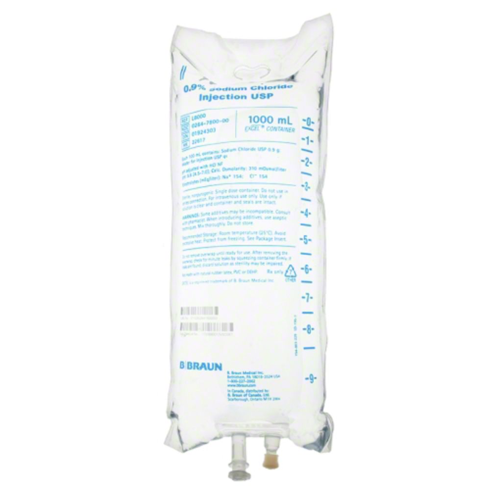BBraun™ EXCEL® IV Container, Sodium Chloride Injection USP, 0.9%, 1000 ...