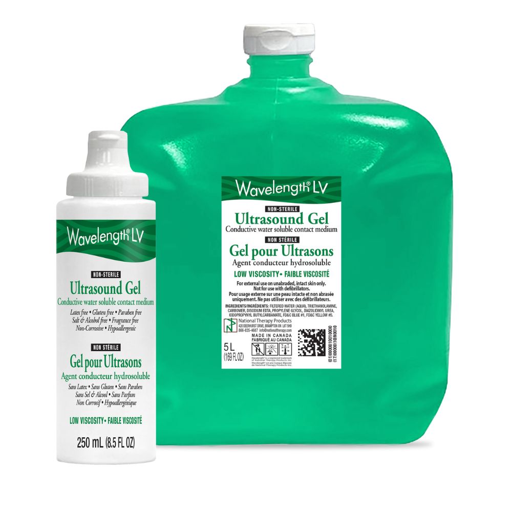 Wavelength Low Viscosity Ultrasound Gel w/Empty 250mL Bottle, Green, 5 ...