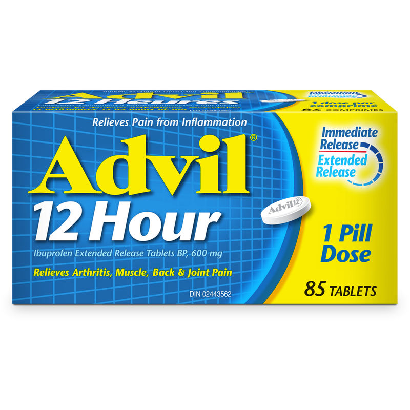 Advil 12 Hour Tablets for Extended Pain Relief, 600 mg Ibuprofen, 85 C ...